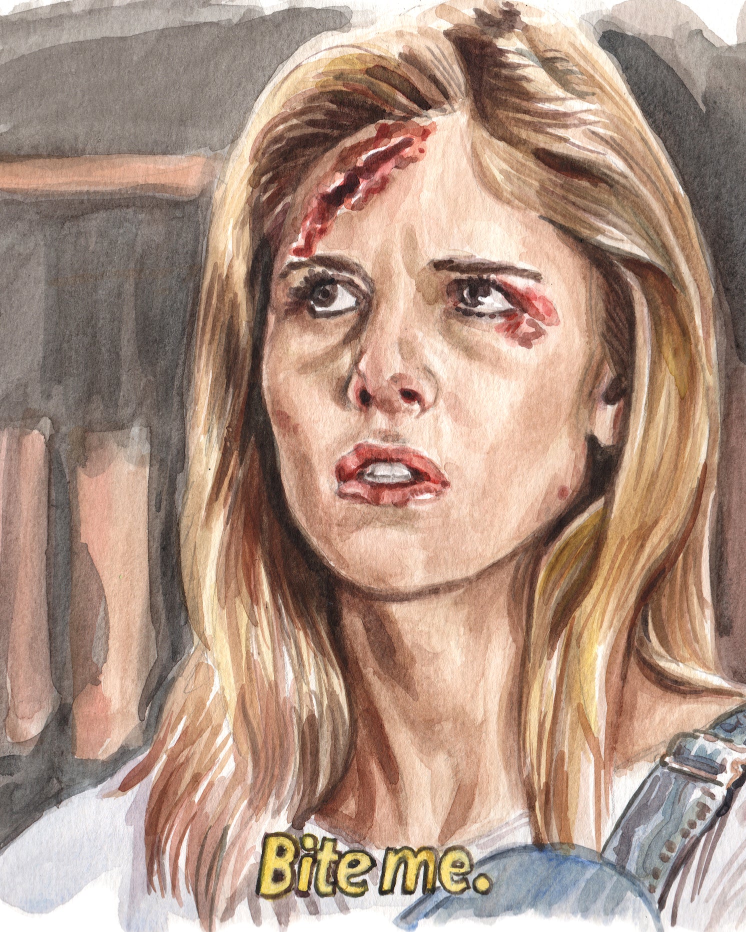 Buffy the Vampire Slayer - Bite Me - Watercolor Illustration Print ...