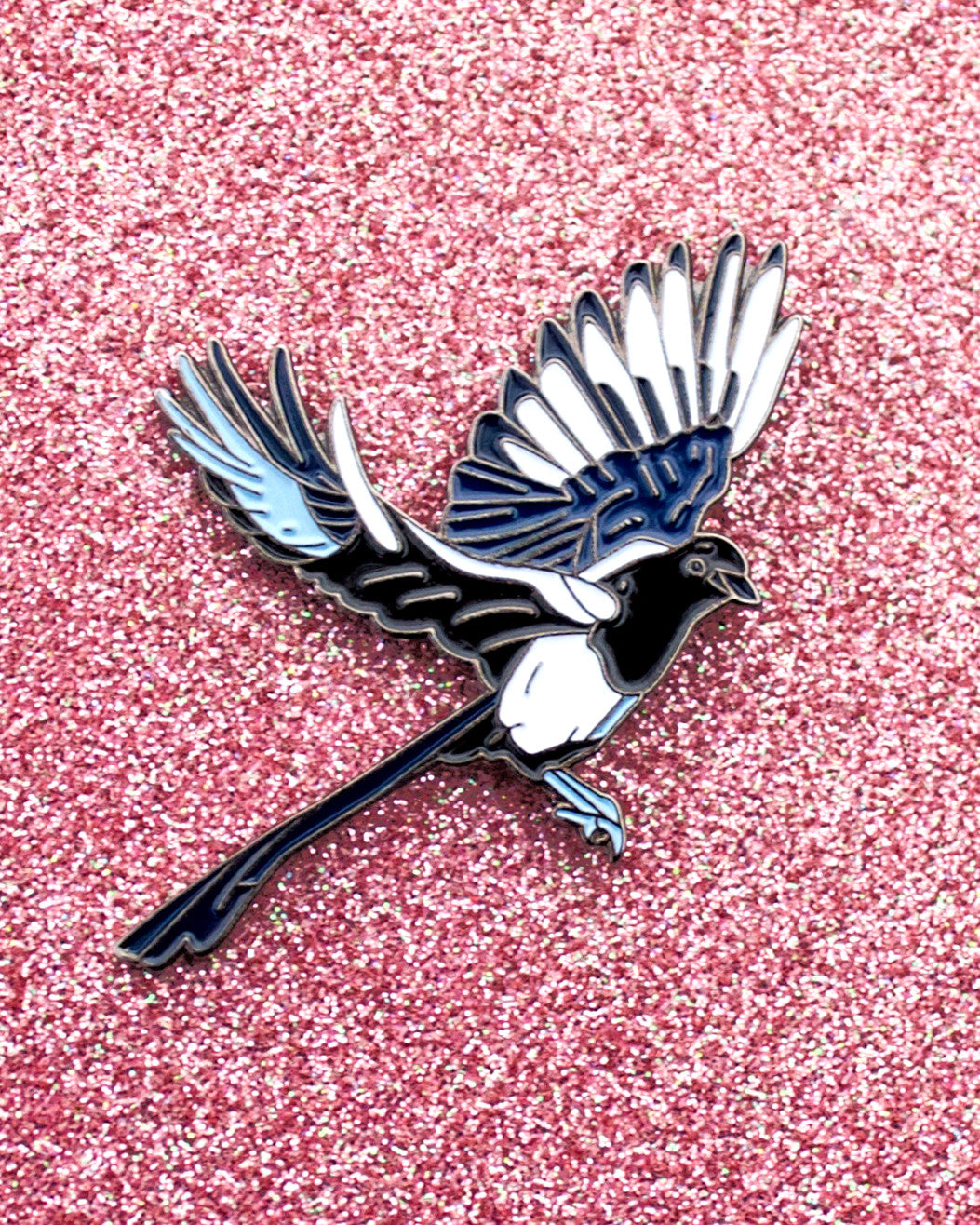 Magpie - Enamel Lapel Pin– Heather Buchanan